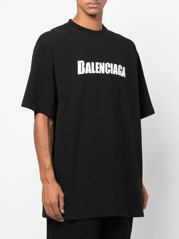 Balenciaga Logo-Print Cotton T-Shirt - Black | Editorialist