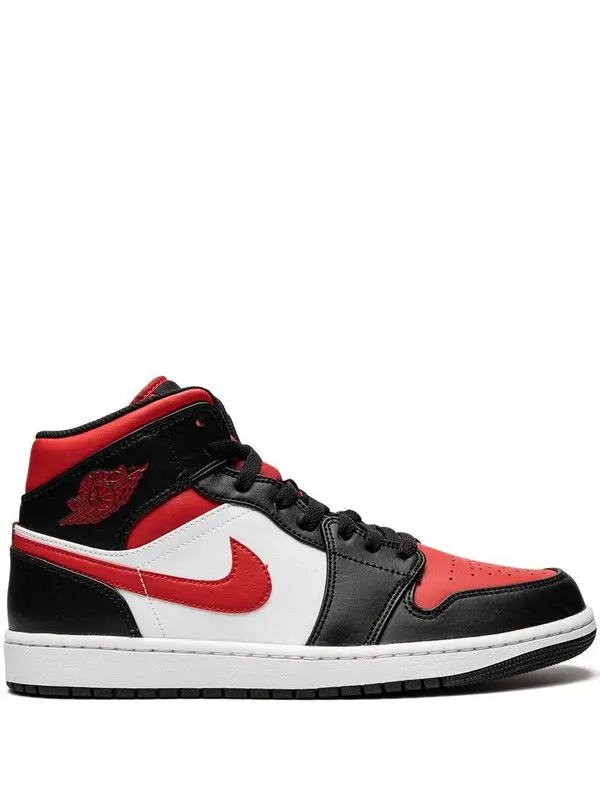 JORDAN Air 1 Mid Bred Toe Sneakers - White