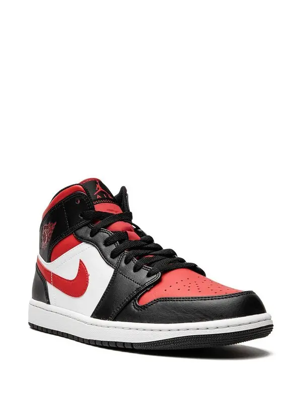JORDAN Air 1 Mid Bred Toe Sneakers - White