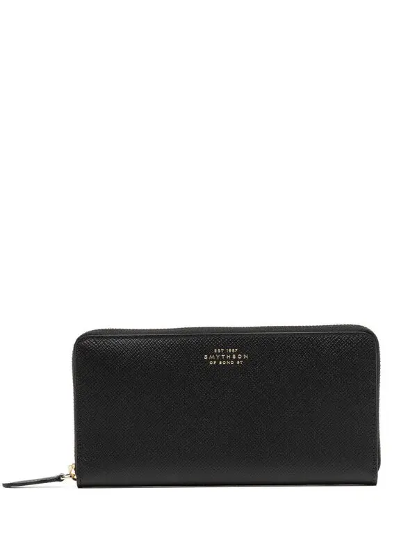 Smythson Zipped Leather Purse - Black