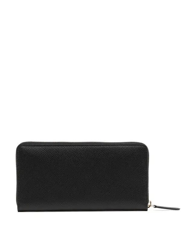 Smythson Zipped Leather Purse - Black