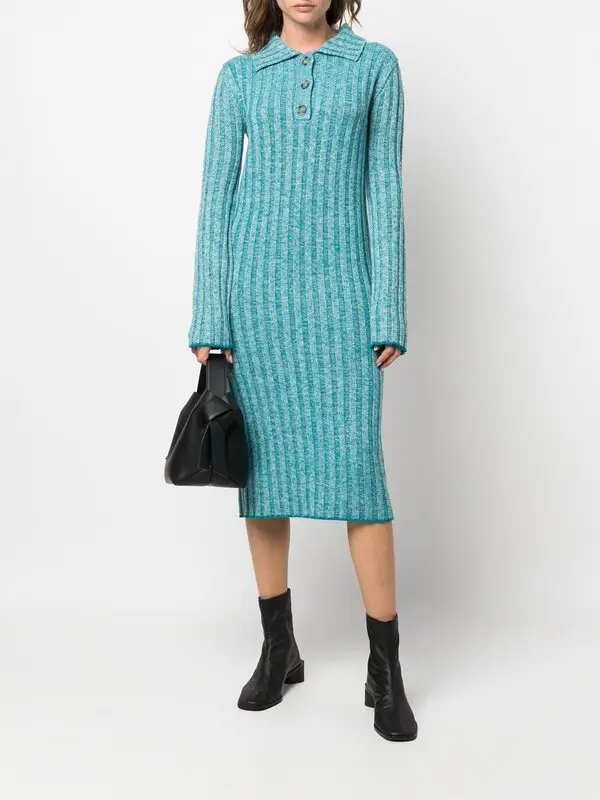 Acne Studios Ribbed Midi Polo Dress
