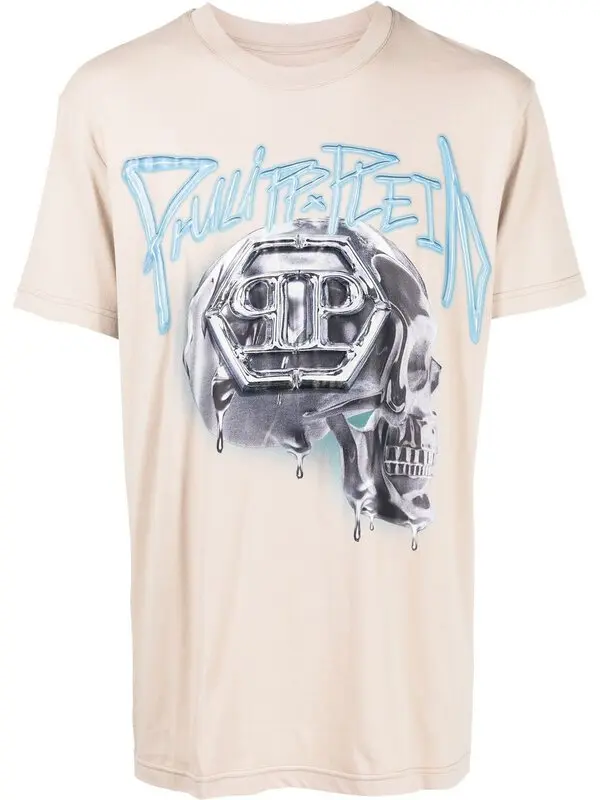 Philipp Plein Skull-print Short-sleeve T-shirt - Neutrals