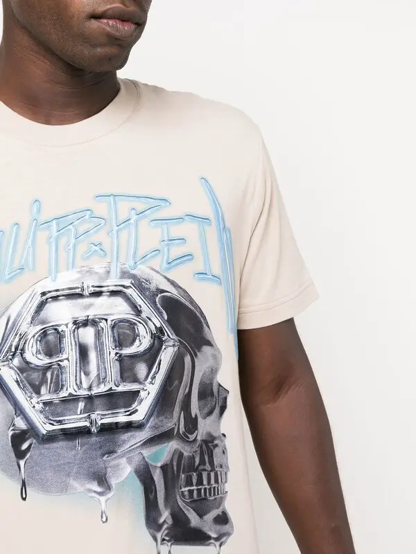 Philipp Plein Skull-print Short-sleeve T-shirt - Neutrals