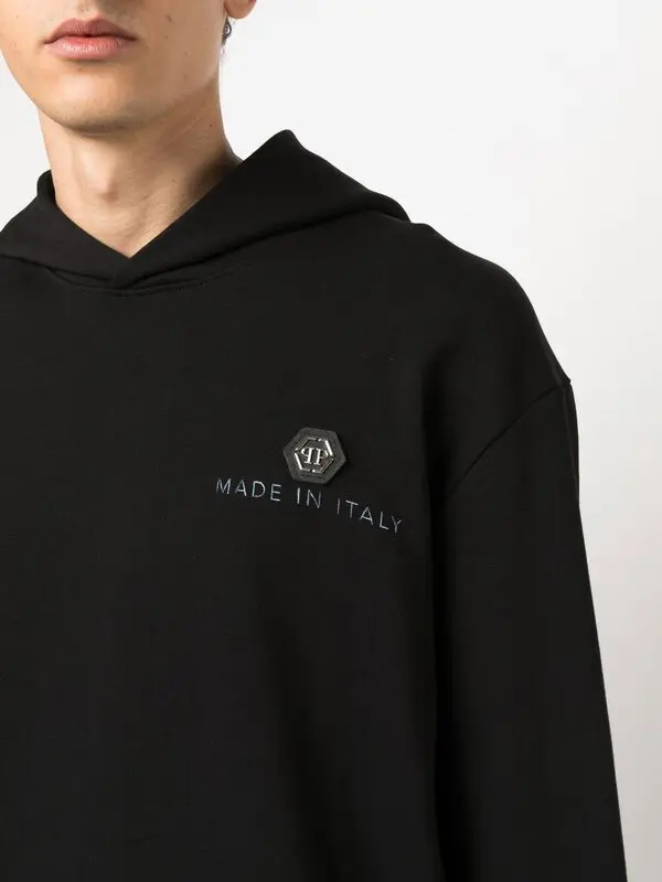 Philipp Plein Cotton Logo-print Hoodie - Black