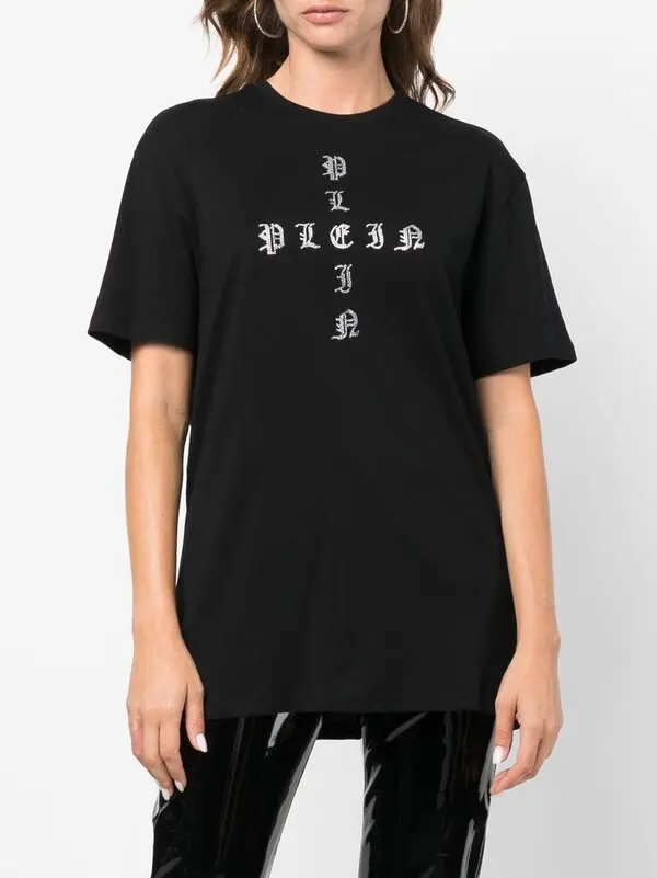Philipp Plein Gothic Plein Crystal-embellished T-shirt - Black
