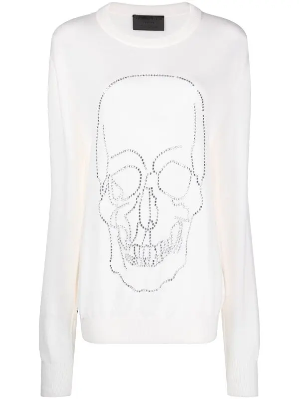 Philipp Plein Studded Skull Pullover - Neutrals