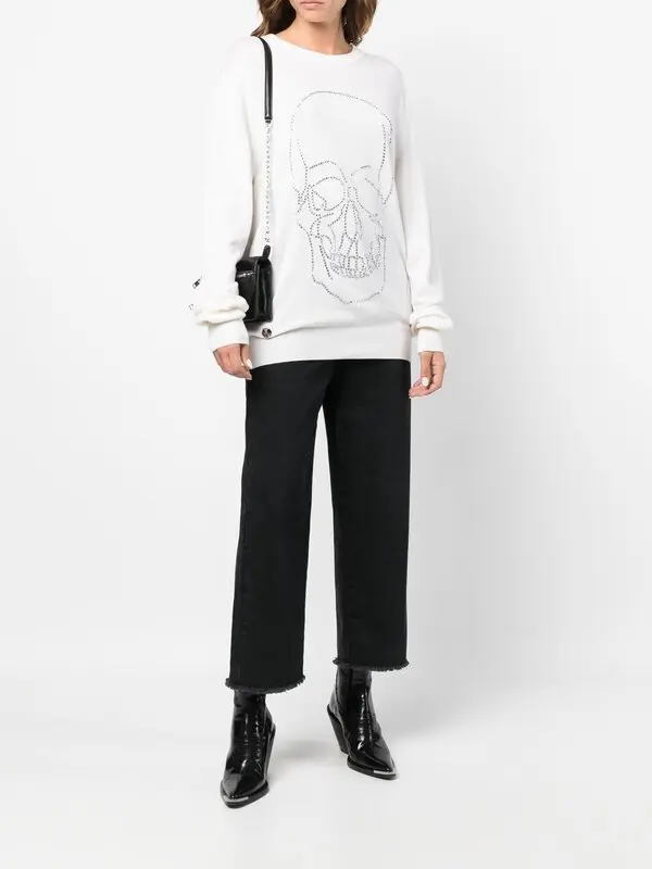 Philipp Plein Studded Skull Pullover - Neutrals