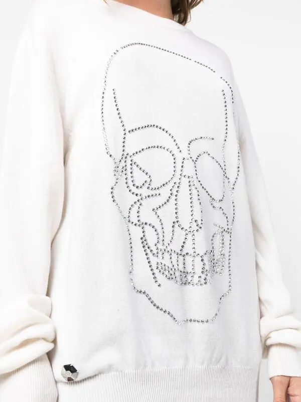Philipp Plein Studded Skull Pullover - Neutrals