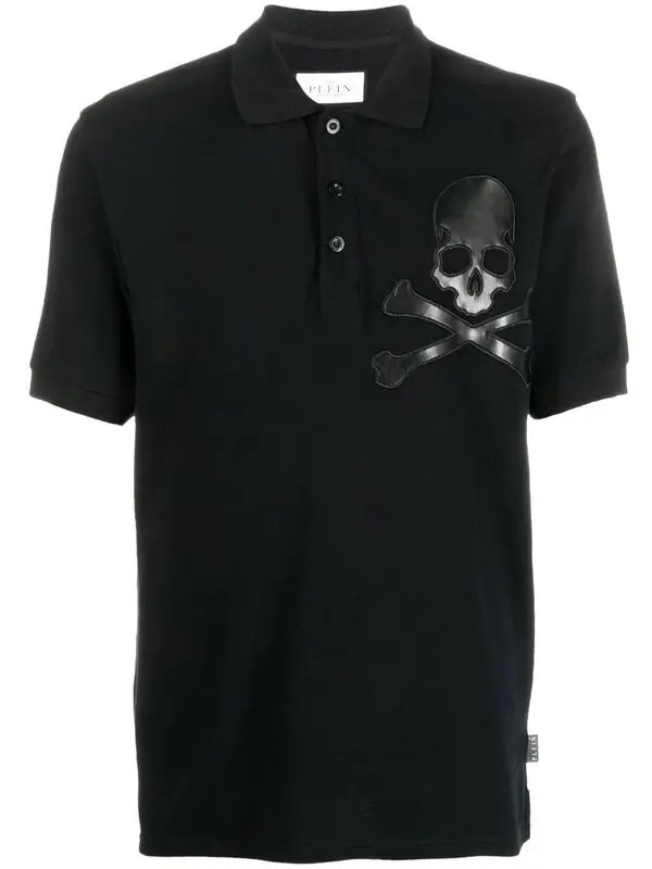 Philipp Plein Skull-patch Cotton Polo Shirt - Black