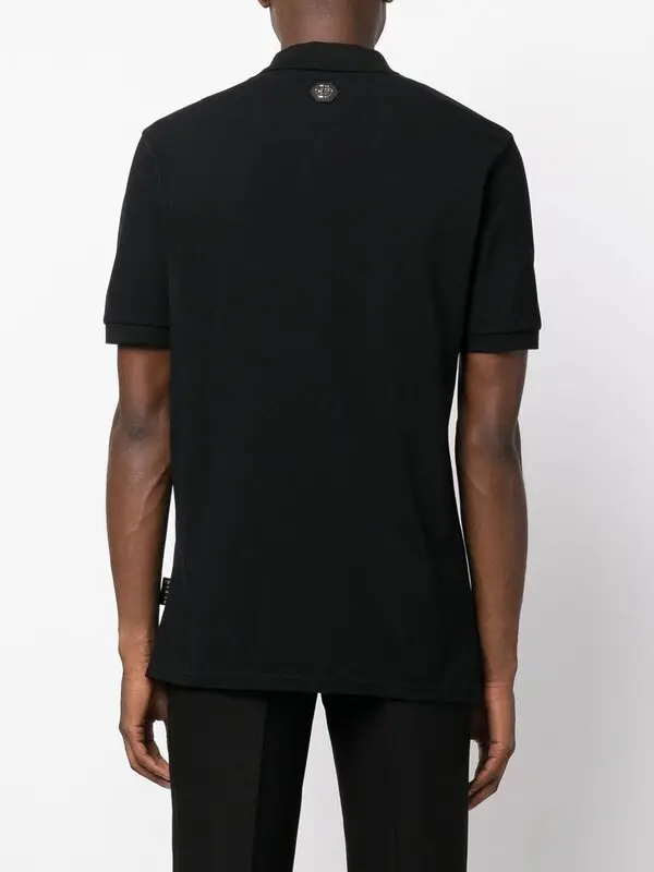 Philipp Plein Skull-patch Cotton Polo Shirt - Black