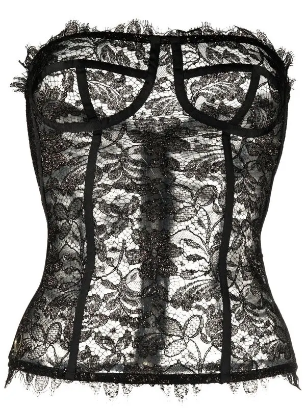 Philipp Plein Lace Detail Bustier Top