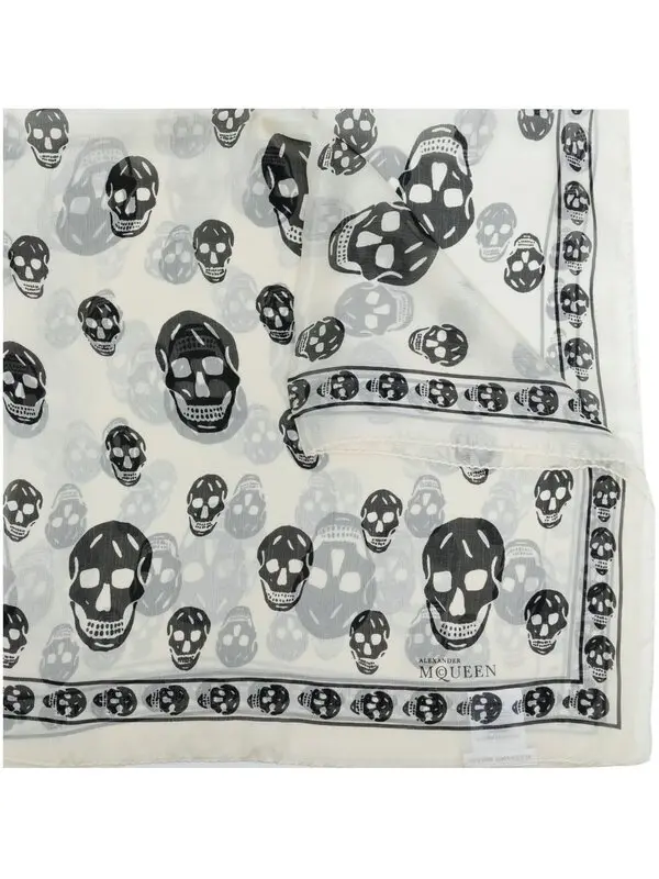 Alexander McQueen Skull-print Silk Scarf - White
