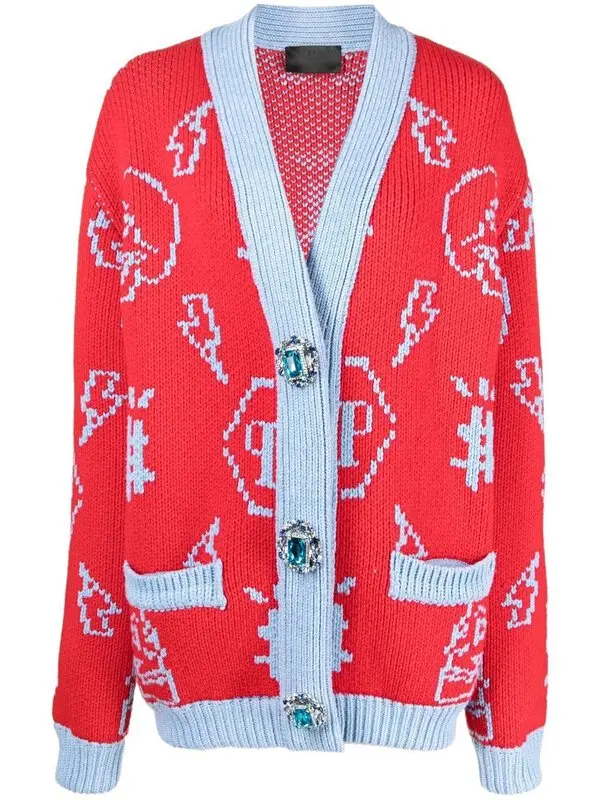 Philipp Plein Jacquard Logo Cardigan