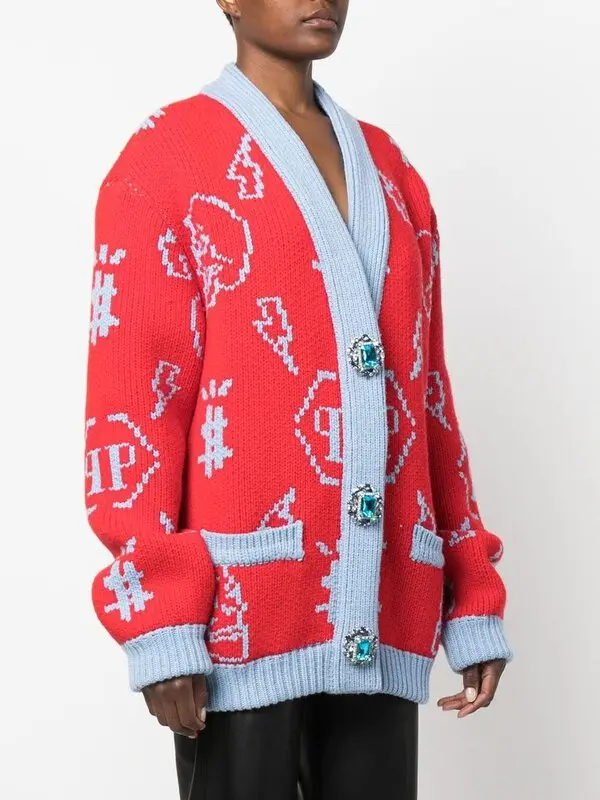 Philipp Plein Jacquard Logo Cardigan