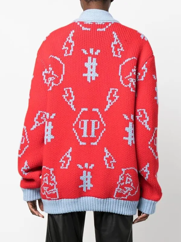 Philipp Plein Jacquard Logo Cardigan