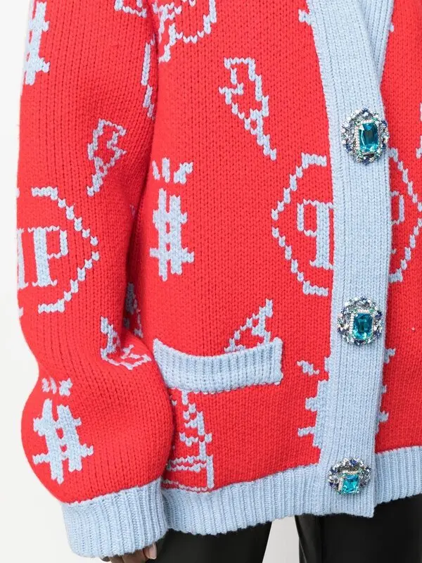 Philipp Plein Jacquard Logo Cardigan