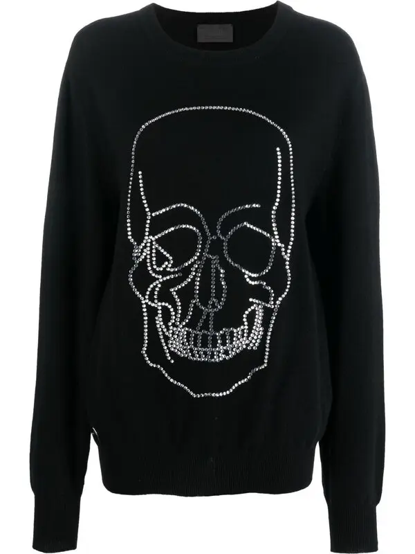 Philipp Plein Studded Skull Cashmere Pullover - Black