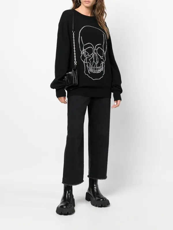Philipp Plein Studded Skull Cashmere Pullover - Black