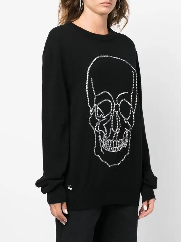 Philipp Plein Studded Skull Cashmere Pullover - Black