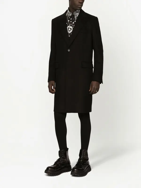 Dolce & Gabbana Deconstructed Single-breasted Wool Coat - Black