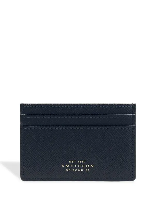 Smythson Panama Calfskin Card Holder - Blue