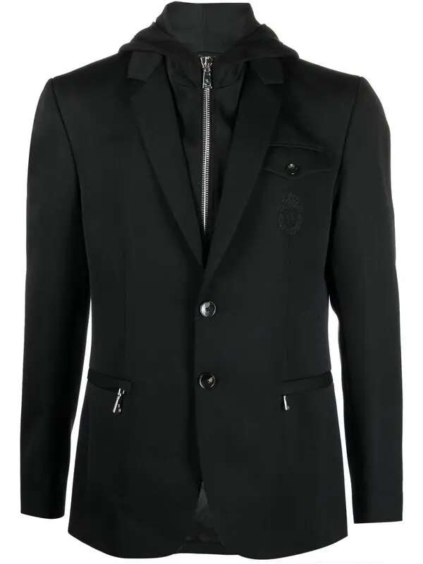 BILLIONAIRE Embroidered-crest Hooded Blazer
