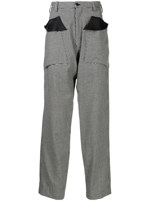SULVAM Houndstooth Wide Tapered Trousers
