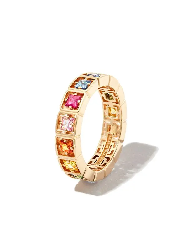 SUZANNE KALAN 18kt Yellow Rainbow Sapphire Ring