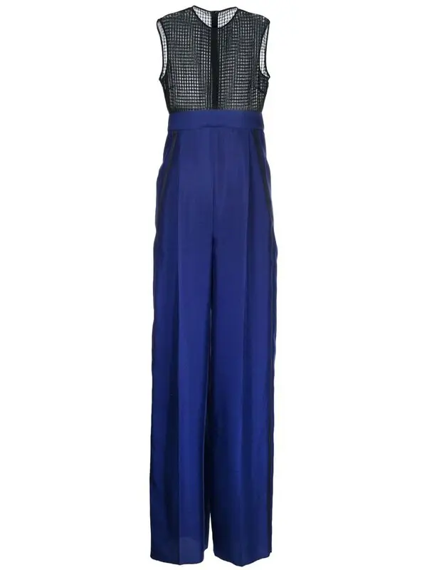 FERRAGAMO Two-tone Silk Jumpsuit - Blue