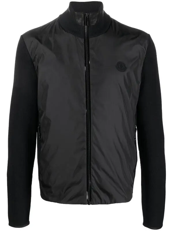 Moncler Logo-patch Knitted Cardigan - Black