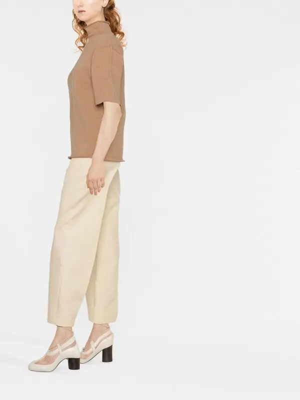 JIL SANDER Short-sleeved Knitted Top - Neutrals