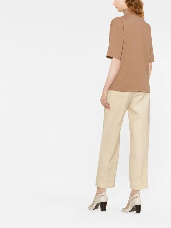 JIL SANDER Short-sleeved Knitted Top - Neutrals