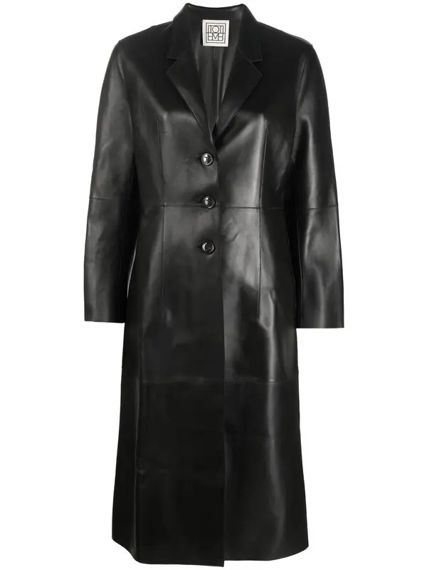 TOTEME Single-breasted Mid-length Leather Coat