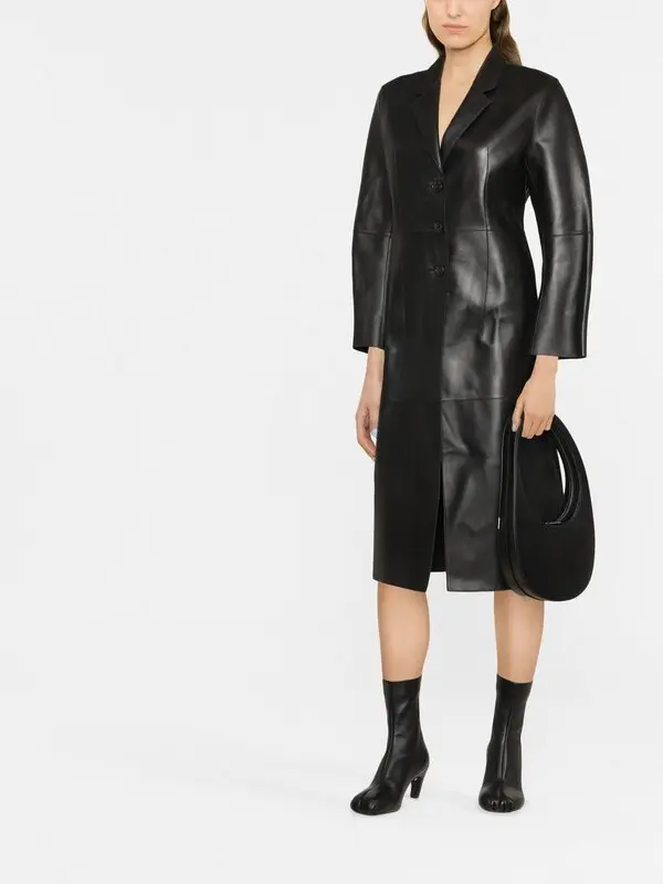 TOTEME Single-breasted Mid-length Leather Coat