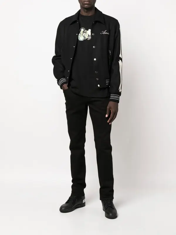 Amiri Bones Varsity Appliqué Bomber Jacket - Black