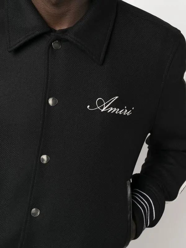 Amiri Bones Varsity Appliqué Bomber Jacket - Black