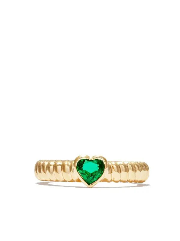 ANITA KO 18kt Gold Emerald Heart Ring - Yellow