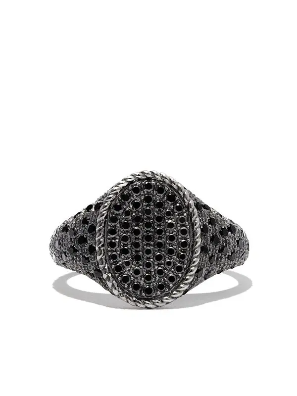 Yvonne Léon 18kt White Gold Oval Diamond Signet Ring