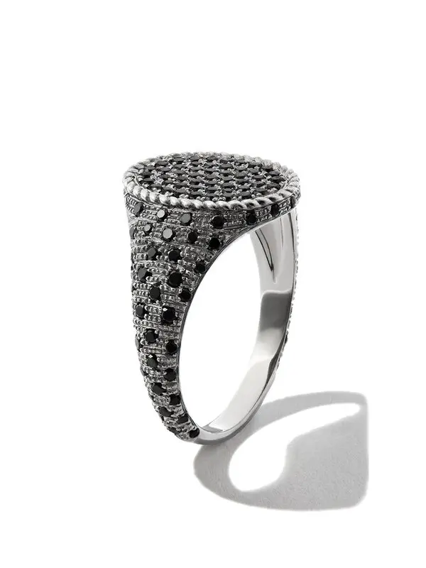 Yvonne Léon 18kt White Gold Oval Diamond Signet Ring