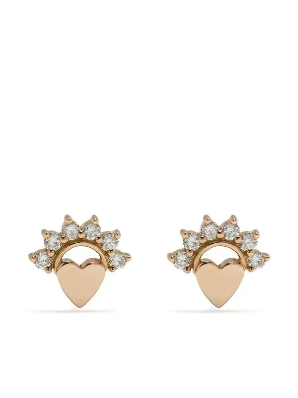 NOUVEL HERITAGE 18kt Rose Mystic Love Diamond Stud Earrings