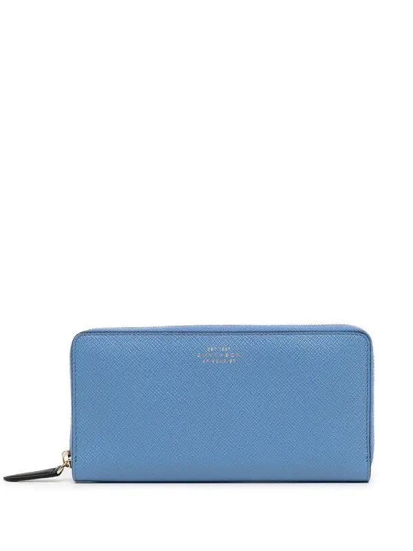 Smythson Leather Zip-up Wallet - Blue
