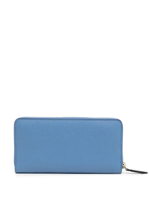 Smythson Leather Zip-up Wallet - Blue