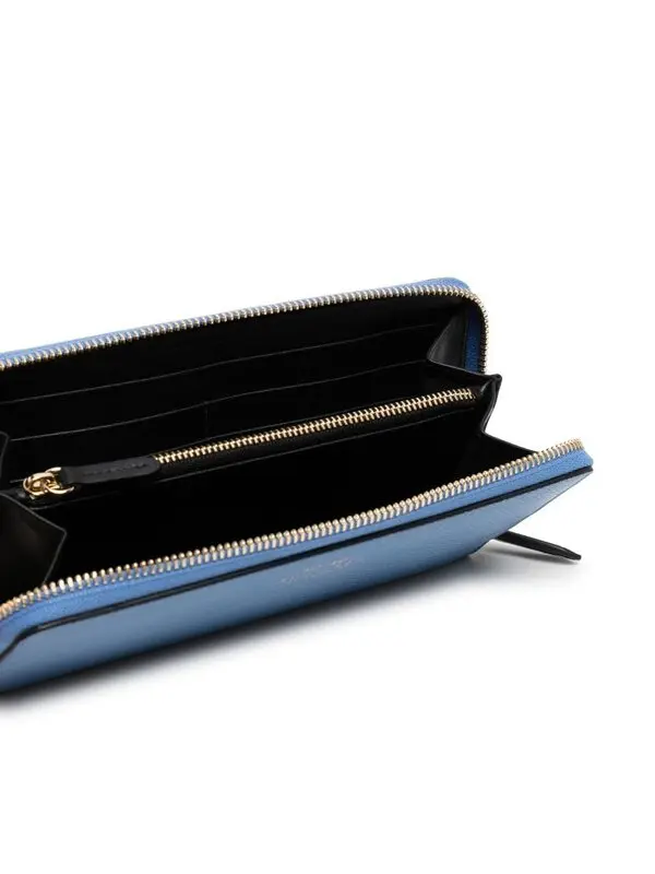Smythson Leather Zip-up Wallet - Blue