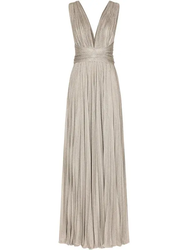 Dolce & Gabbana Lamé-effect Maxi Dress - Grey