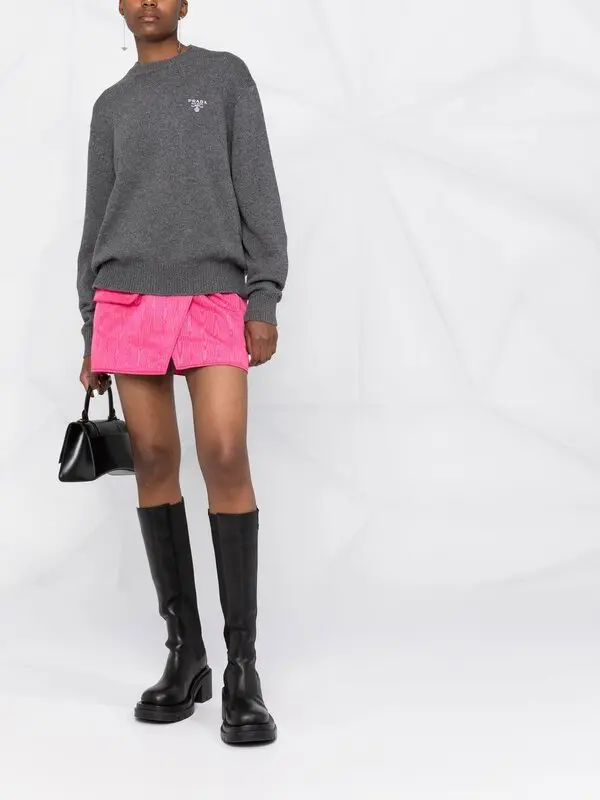 Prada Chest Logo Jumper - Grey