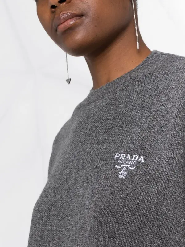 Prada Chest Logo Jumper - Grey