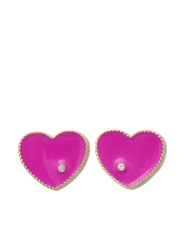 Yvonne Léon 9kt Yellow And Enamel Stud Earrings - Gold