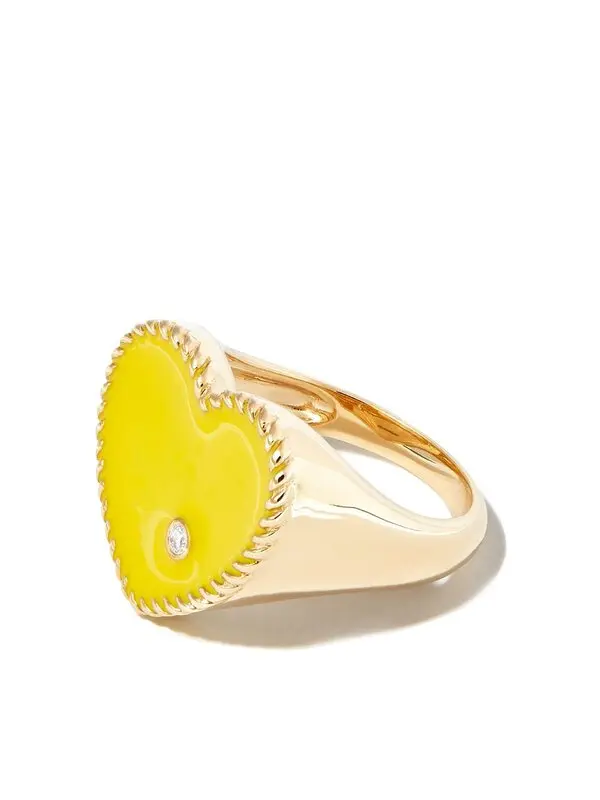 Yvonne Léon 9kt Yellow Enamel And Diamond Ring - Gold
