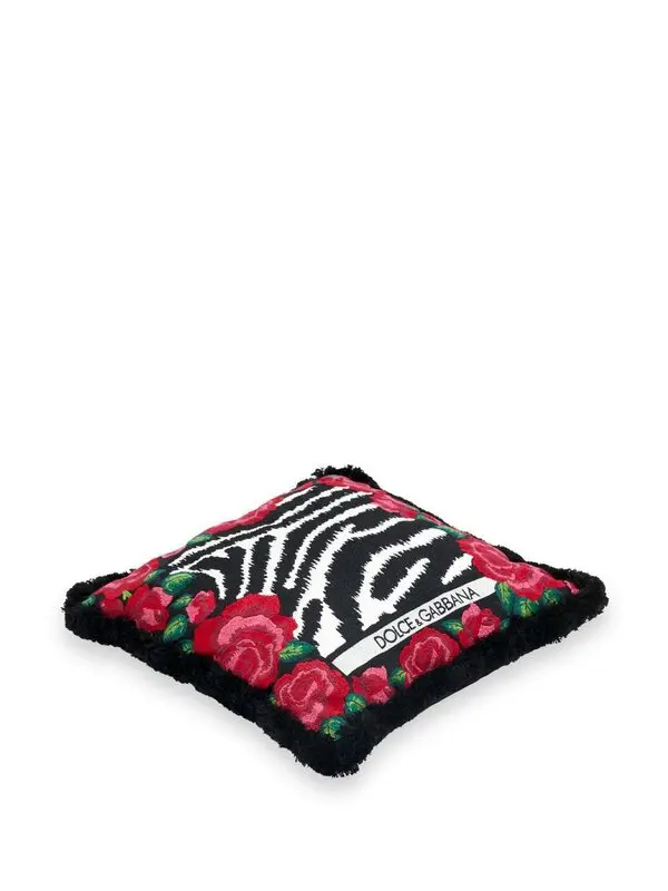 Dolce & Gabbana Zebra-print Embroidered Small Cushion